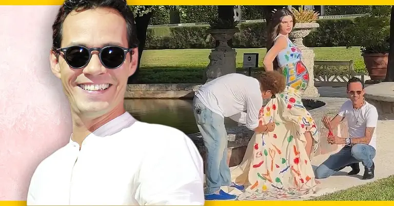 Marc Anthony plasmó su arte en el ‘baby bump’ de su esposa Nadia ...